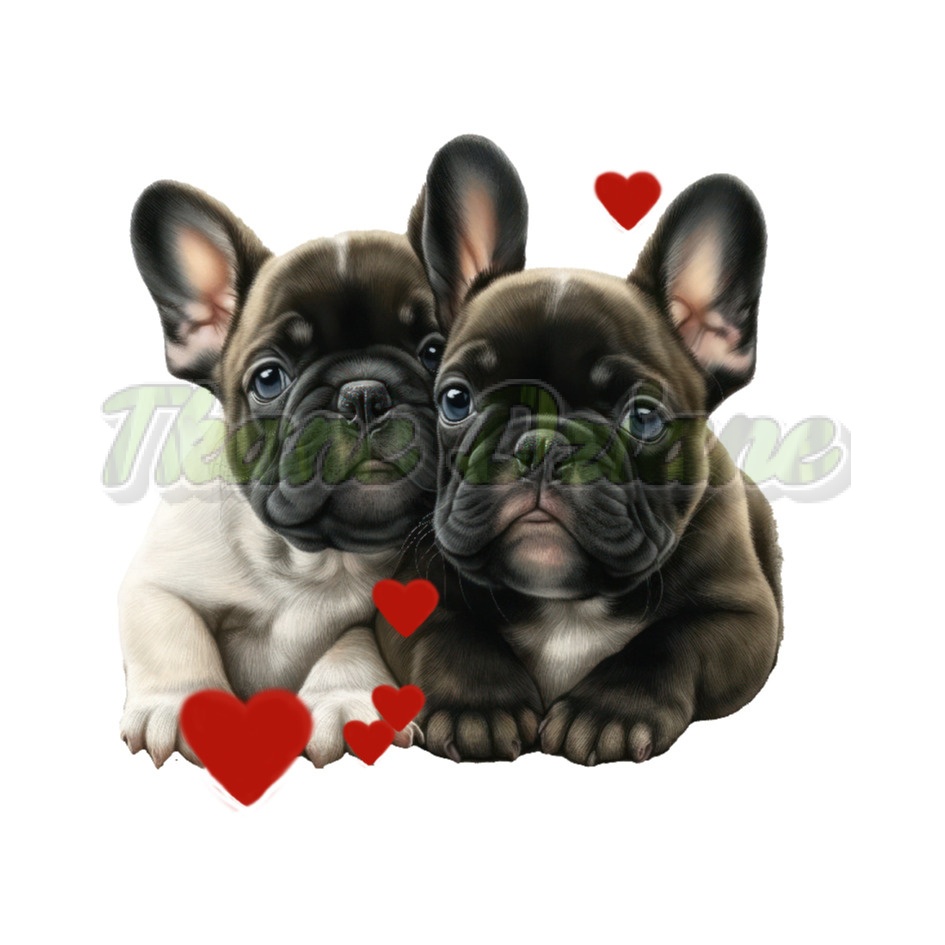 TkaneDziane.pl > PANEL DRUKOWANY DWA BULDOŻKI FRANCUSKIE Z SERDUSZKAMI NR 4